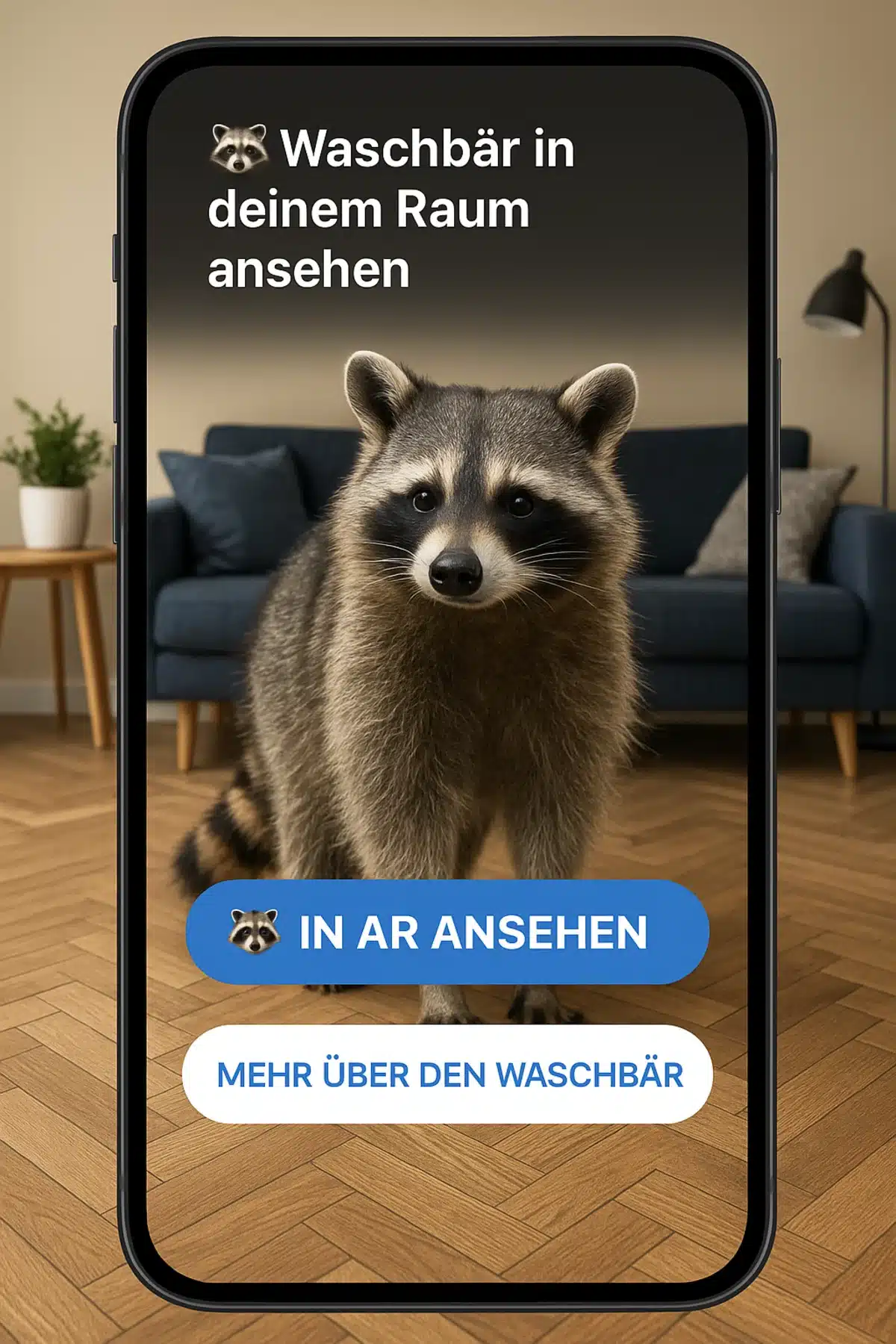 🦝 Waschbär in AR ansehen - Wildtiere hautnah erleben